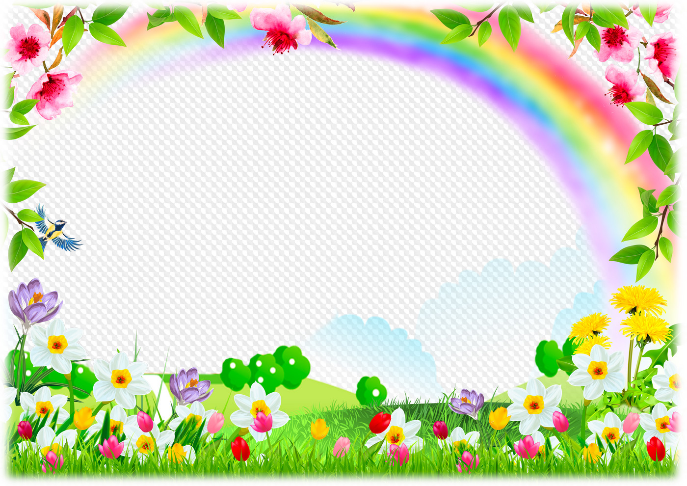 Summer wide photo frame