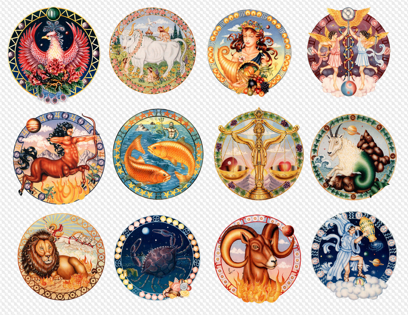 Zodiac signs PNG. Nine PNG with transparent background.