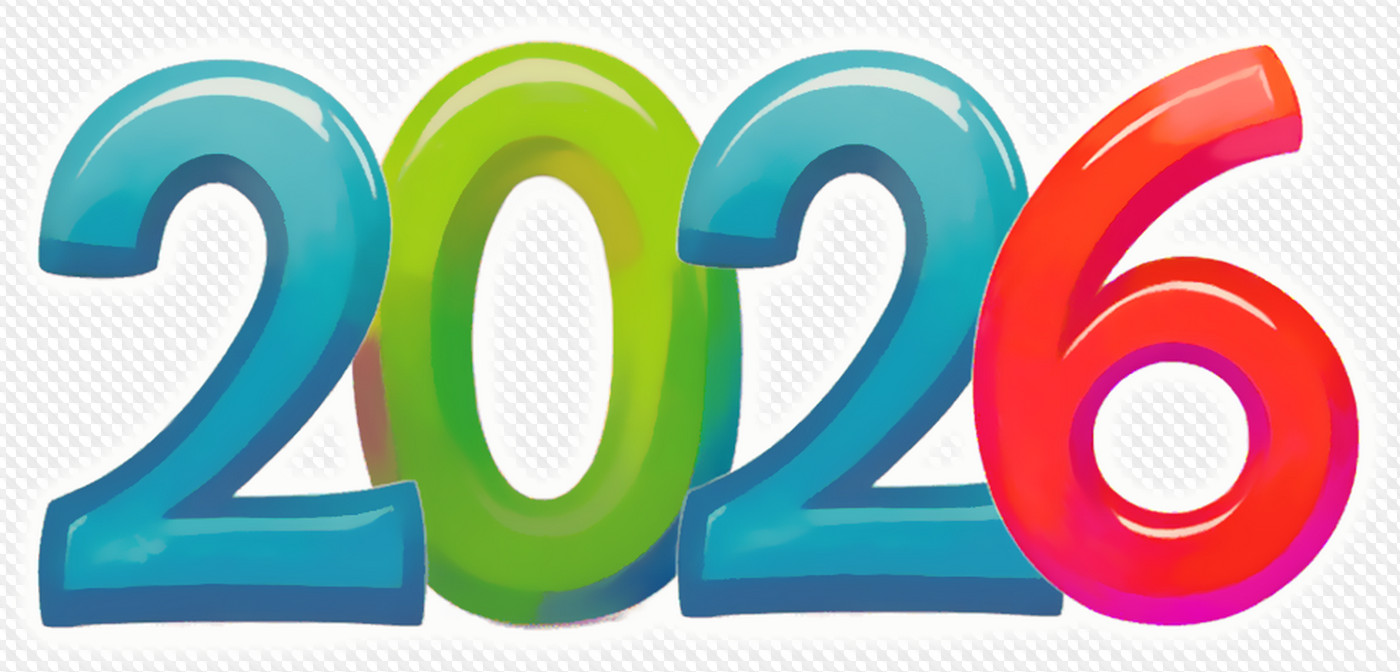 2026 PNG colorful numbers with transparent background