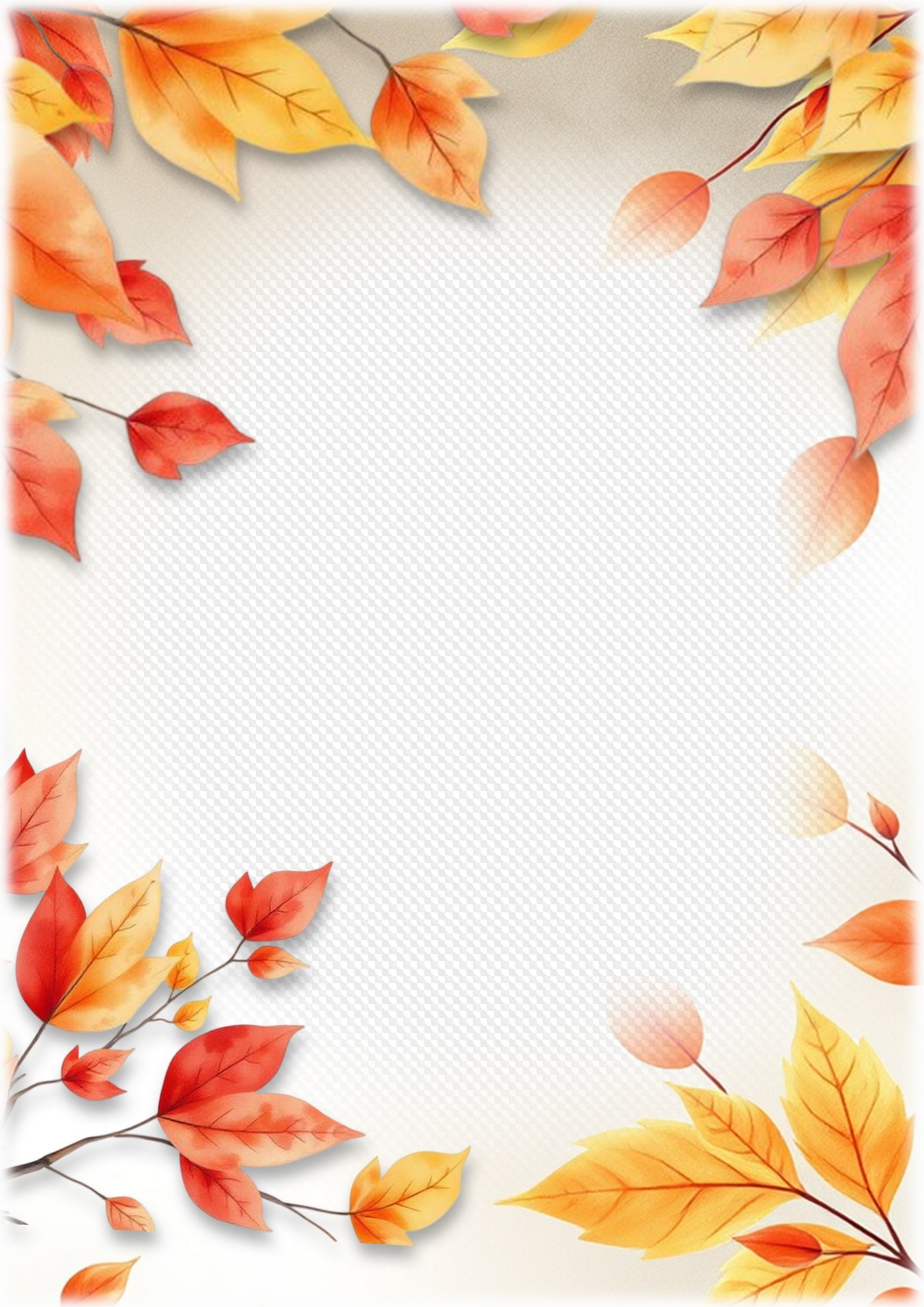 Autumn leaves photo frame PNG, PSD
