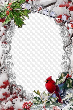 Free Chrismas png photo frame + winter frame psd with Santa Claus in ...