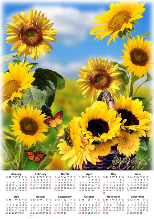 Free download Sunflower Calendar template 2026.
