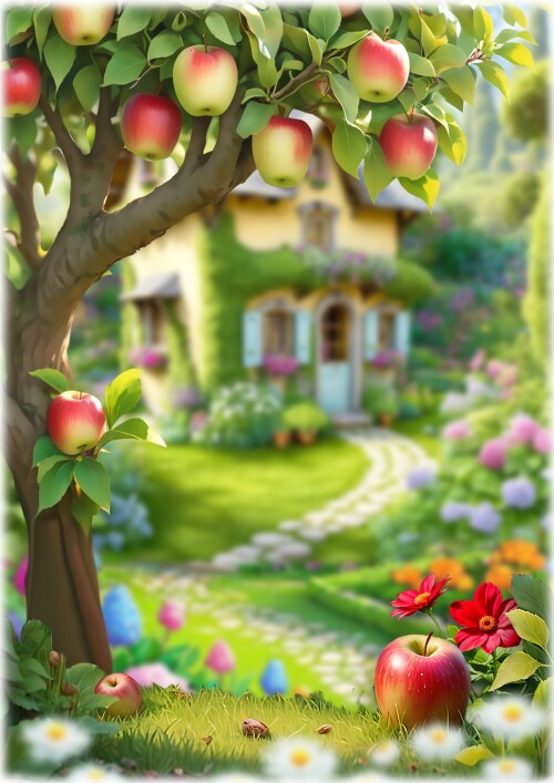 Apples on an apple tree photo frame for Photoshop